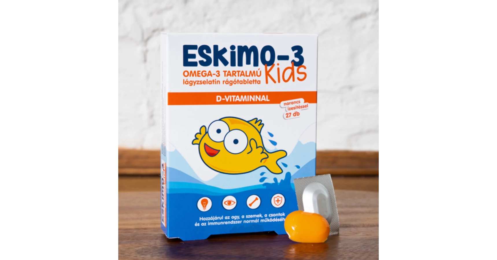 Eskimo 3 Kids Omega-3 D-vit. rágótabletta narancs (27x) - Gyerekeknek