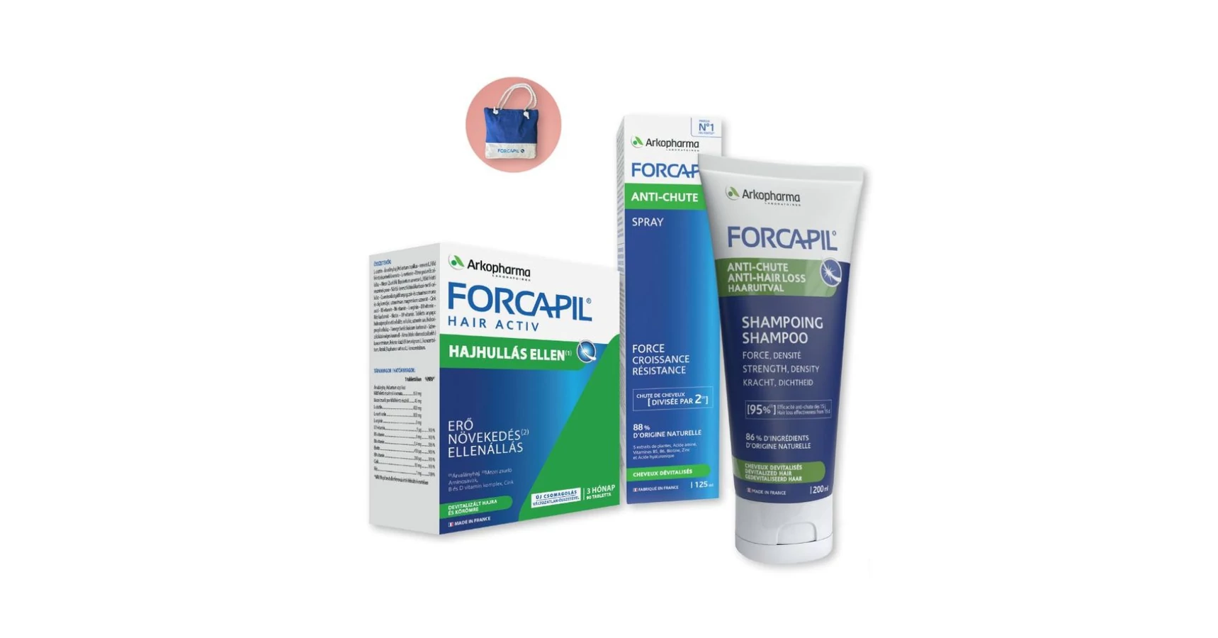 Forcapil Hair Activ aktív kapszula (90x)+ hajuhullás elleni sampon ...